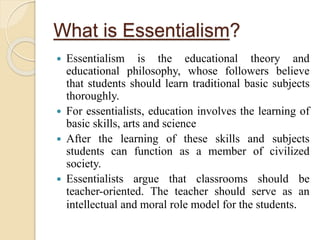 Essentialism In Education