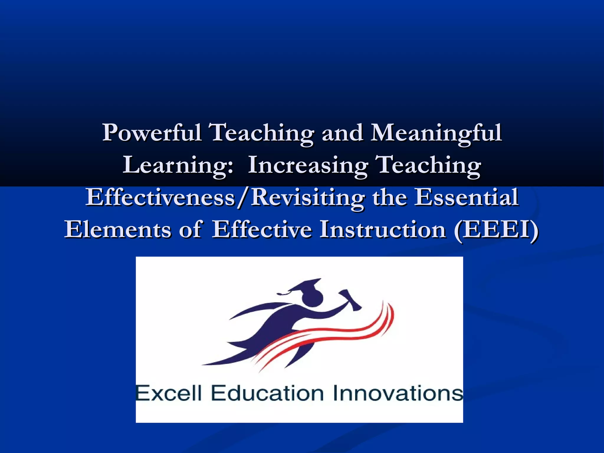 Essential elements of effective instruction ppt | PPT
