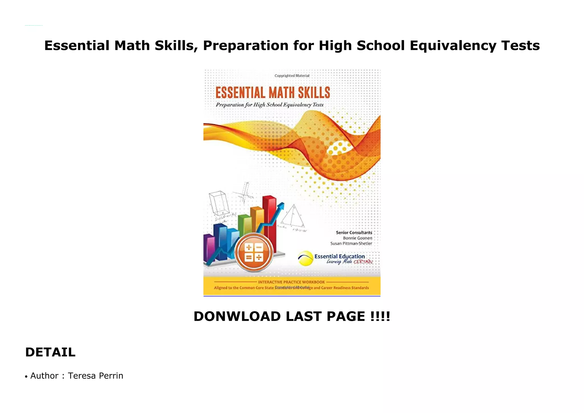 Essential Math Skills, Preparation for High School Equivalency Tests | PDF