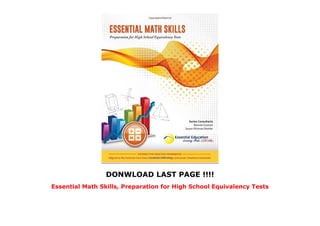 Essential Math Skills, Preparation for High School Equivalency Tests | PDF