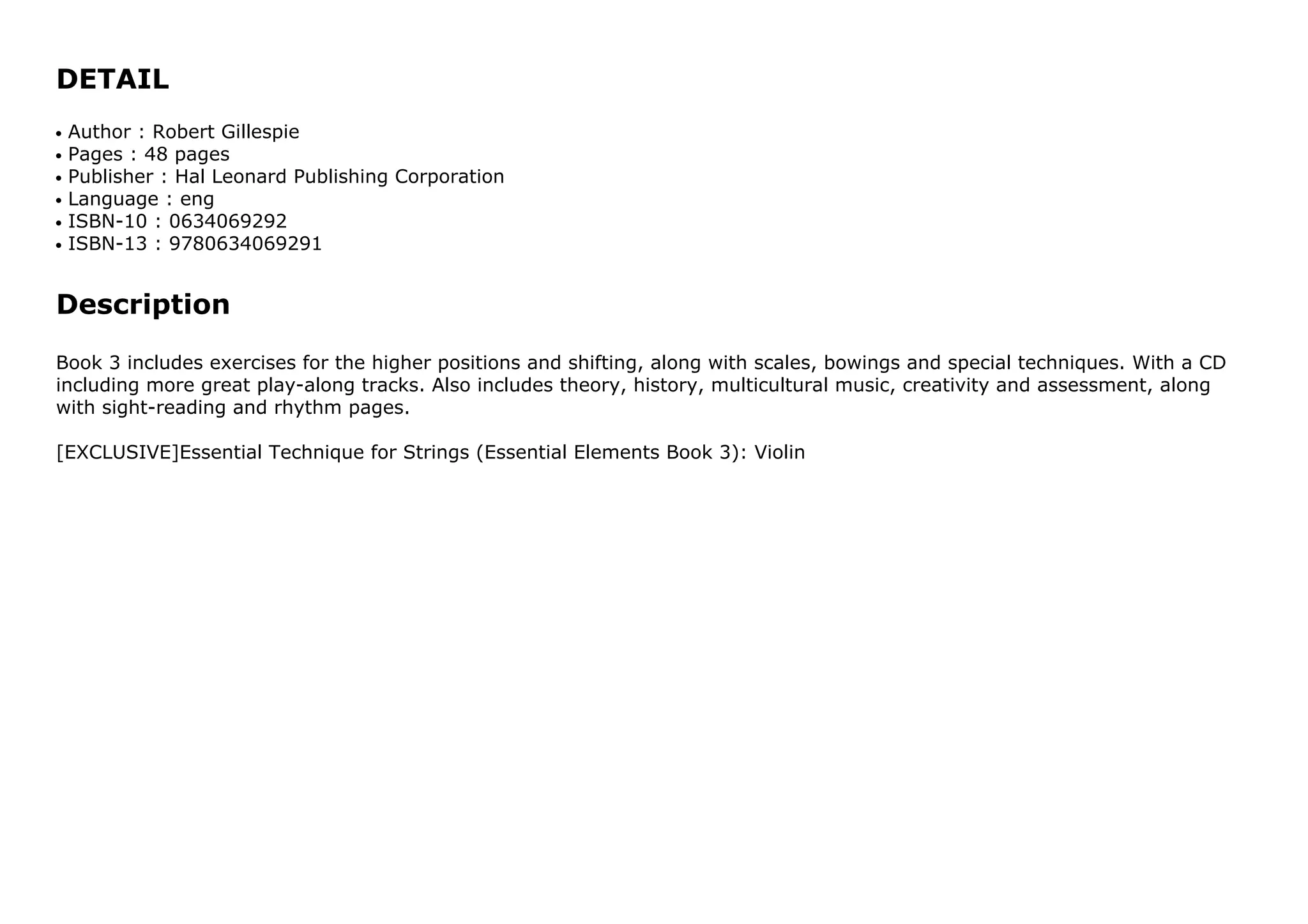 [EXCLUSIVE]Essential Technique for Strings (Essential Elements Book 3 ...