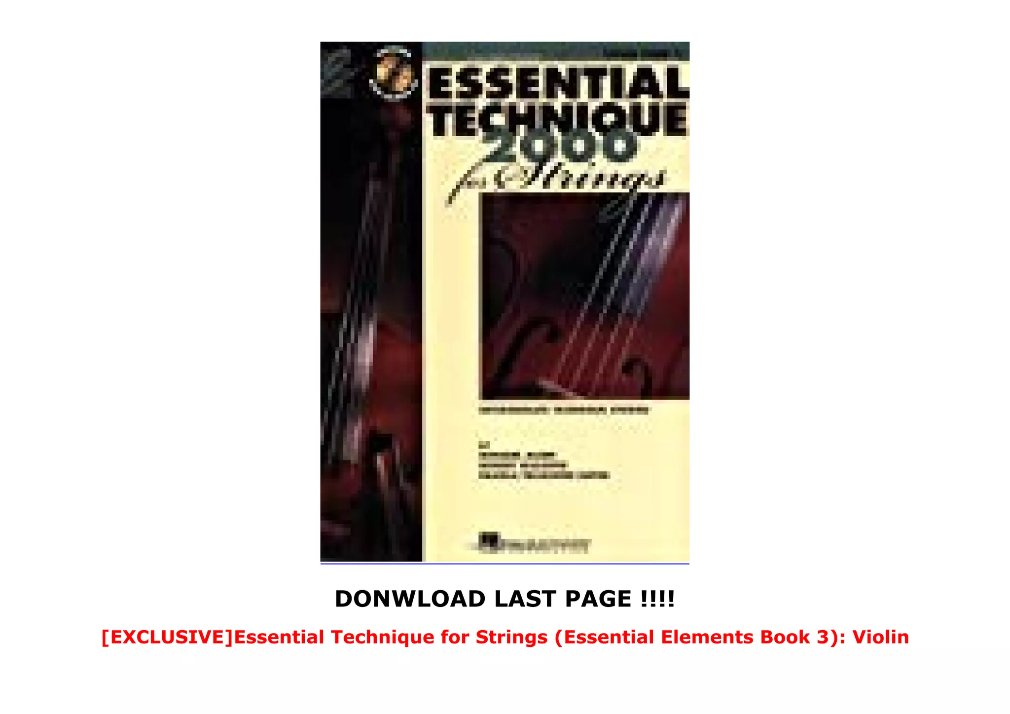 [EXCLUSIVE]Essential Technique for Strings (Essential Elements Book 3 ...