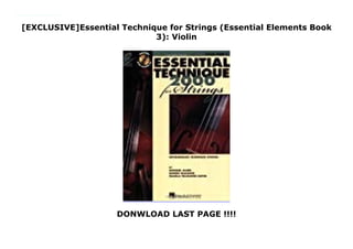[EXCLUSIVE]Essential Technique for Strings (Essential Elements Book 3 ...