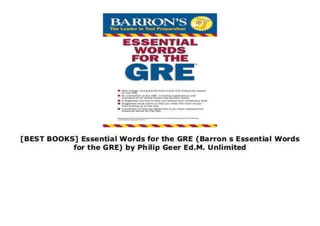 [BEST BOOKS] Essential Words for the GRE (Barron s Essential Words for ...