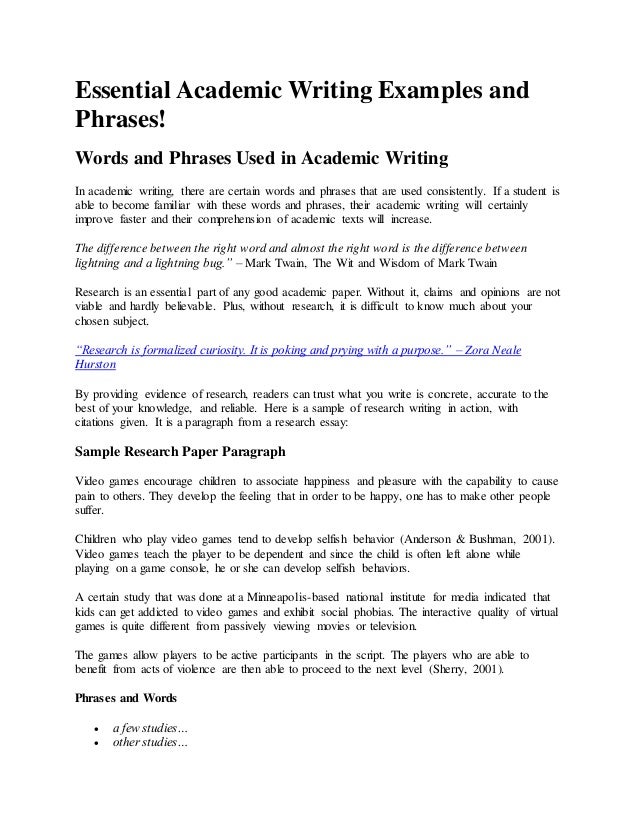 Essential academic writing examples and phrases