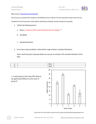 Essential biology 01 statistical analysis | DOCX