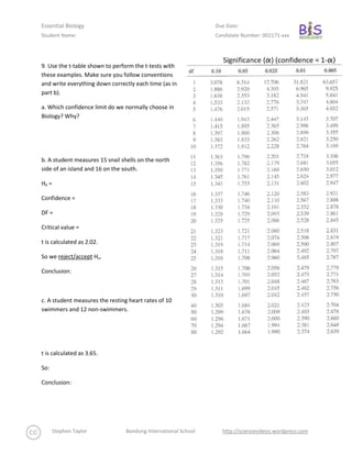 Essential biology 01 statistical analysis | DOCX