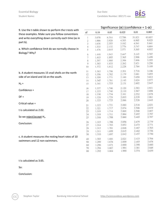 Essential biology 01 statistical analysis | PDF