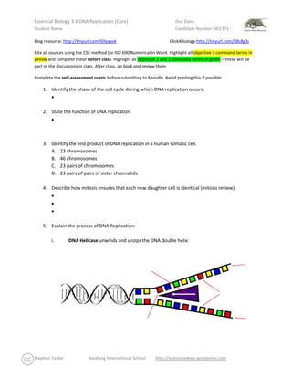 Essential Biology 3.4 DNA Replication (Core) | DOCX