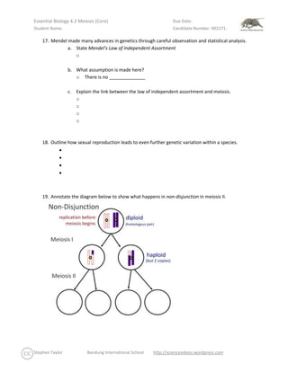 Essential Biology 4.2 & 10.1 Meiosis (Core & AHL) | DOCX