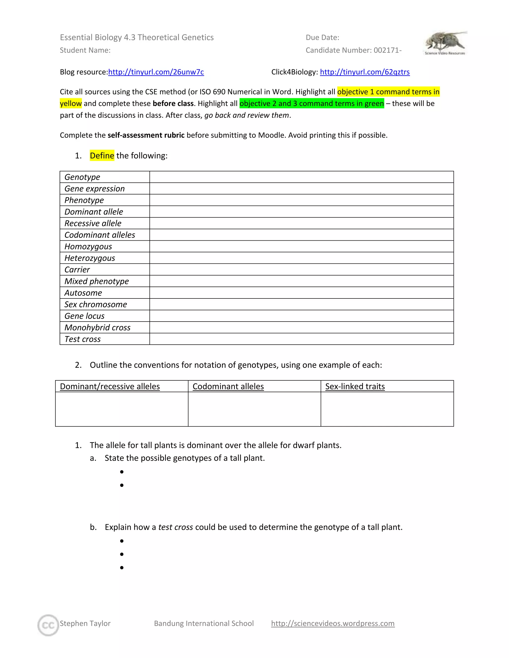 Essential Biology 4 3 Theoretical Genetics Docx