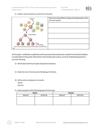 Essential biology 6.3 & 11.1 defense against infectious disease (hl ...