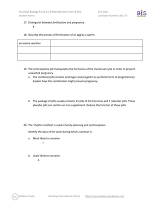 Essential Biology 6.6 & 11.1 Reproduction Core & AHL | DOCX