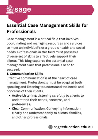 Essential Case Management Skills for Professionals | PDF