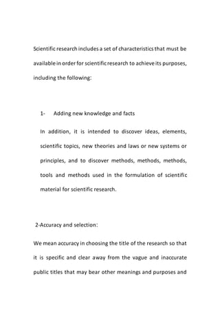 Essential characteristics of scientific research | PDF
