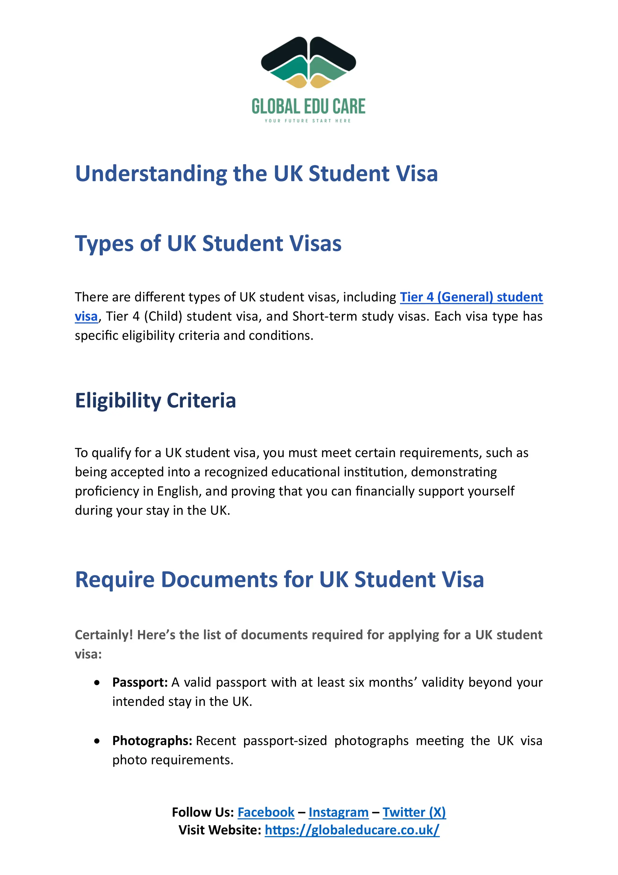 Important Checklist for Getting a Student Visa in UK and the Documents ...