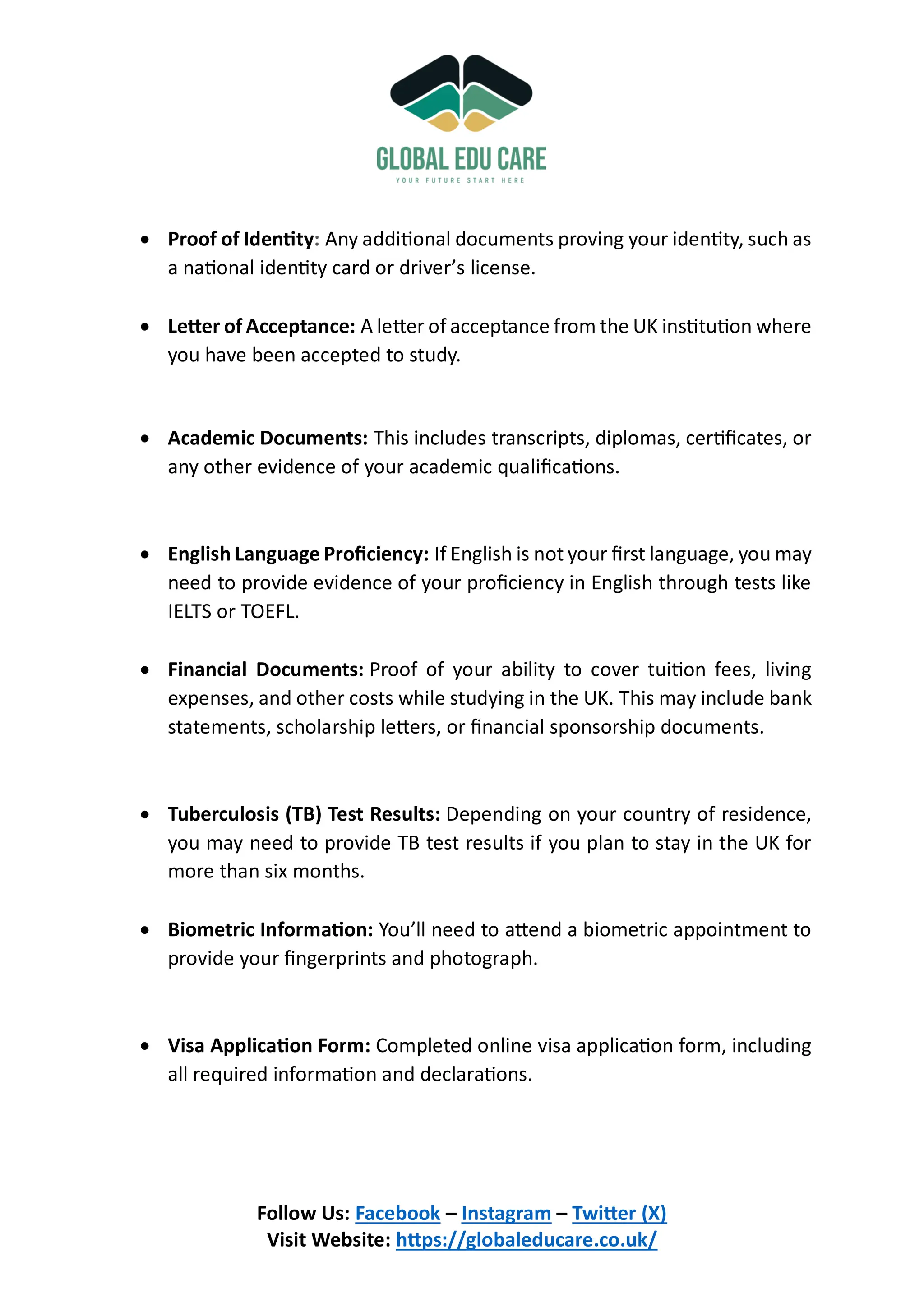 Important Checklist for Getting a Student Visa in UK and the Documents ...