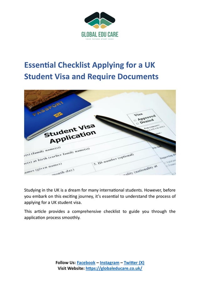 Important Checklist for Getting a Student Visa in UK and the Documents ...