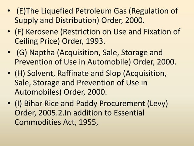 Essential commodities act, 1955 | PPTX | Commodities | Economy