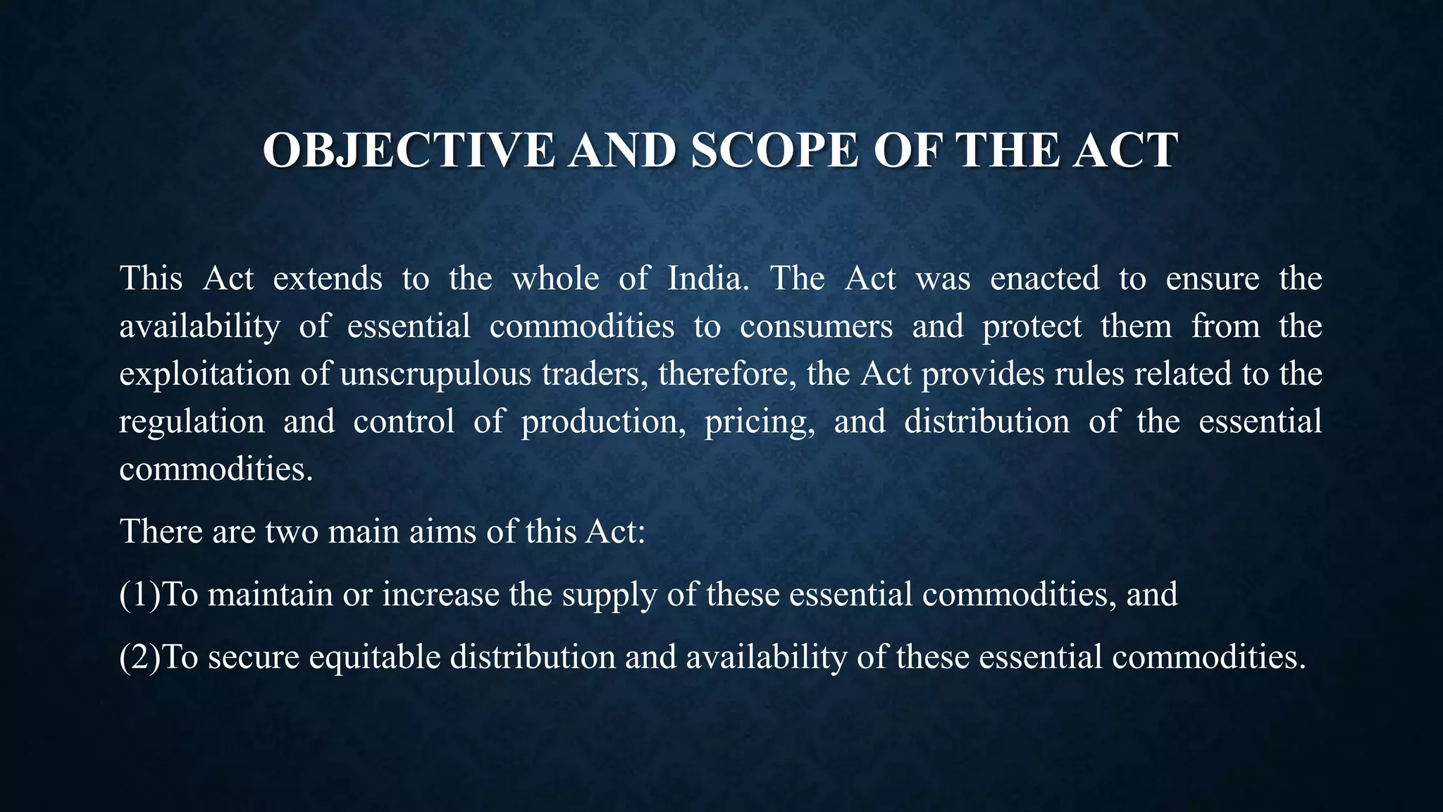 Essential commodities act, 1955 | PPTX