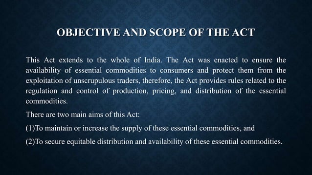 Essential commodities act, 1955 | PPTX