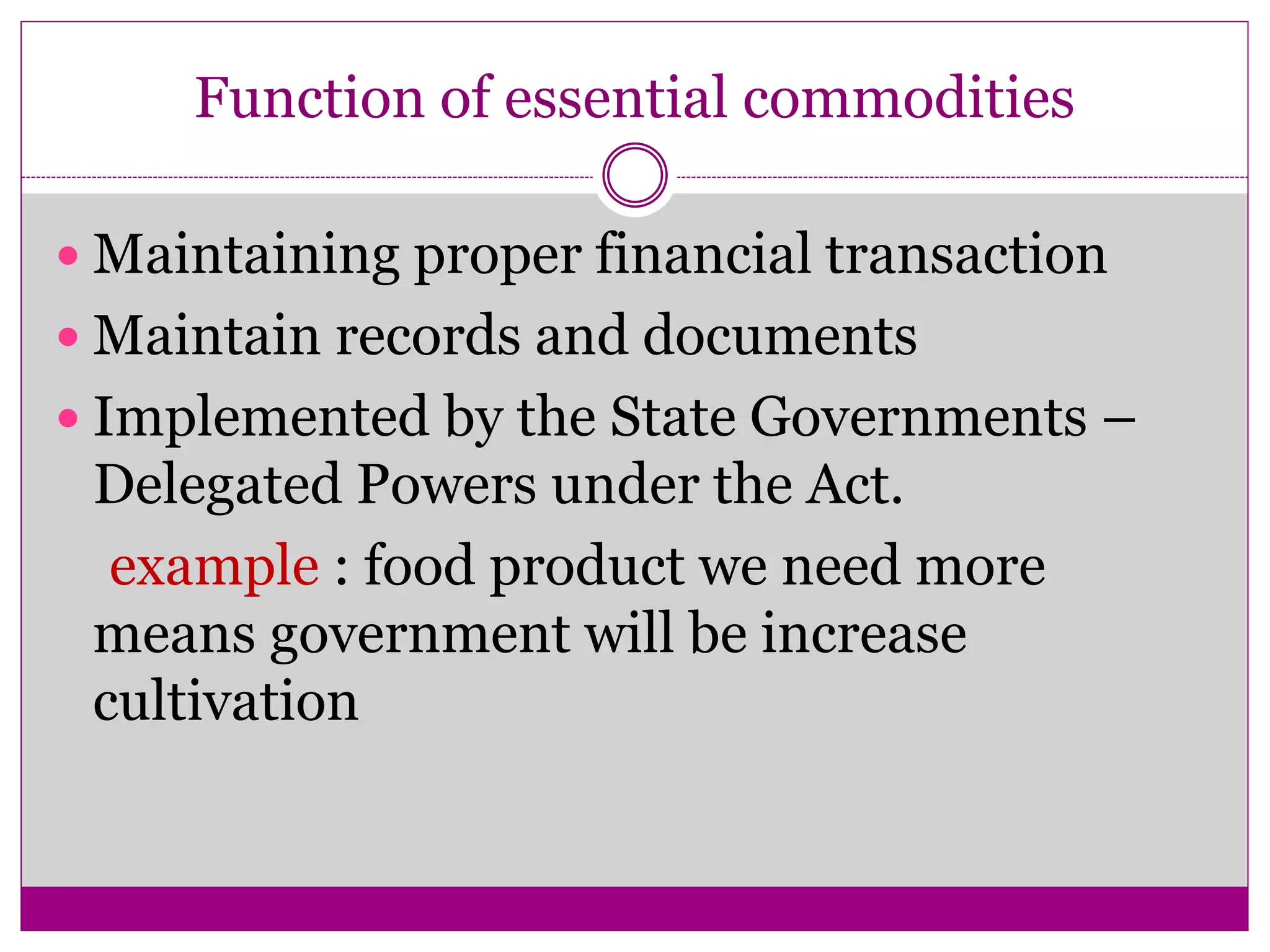 Essential commodity act ppt | PPTX
