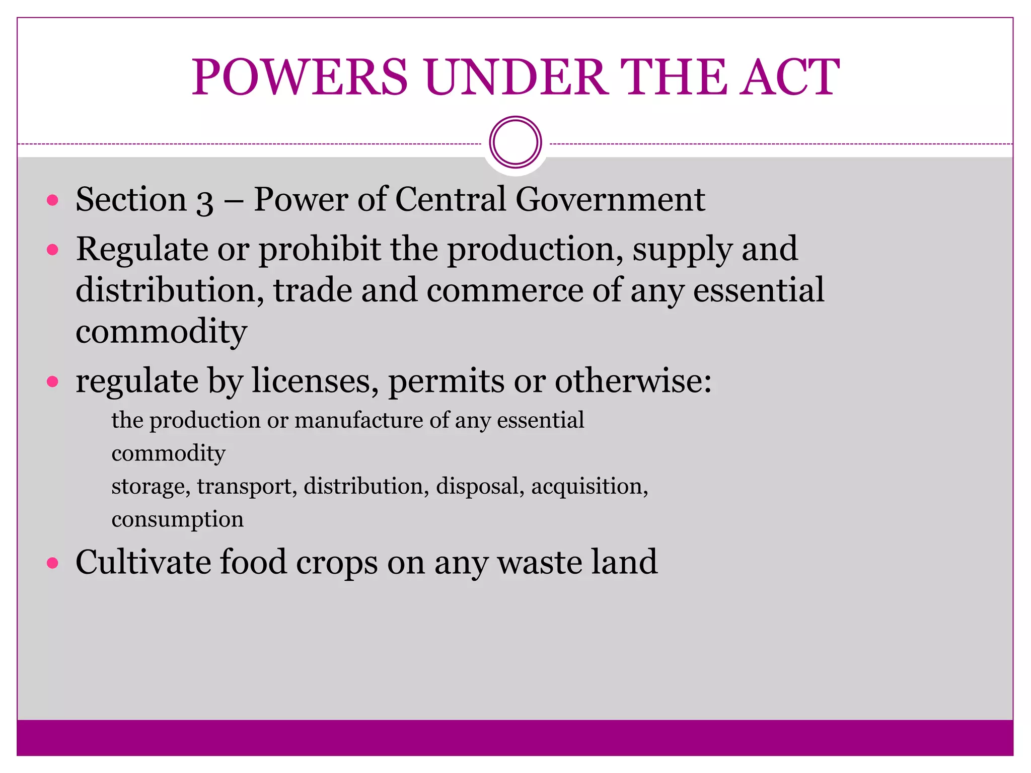 Essential commodity act ppt | PPTX