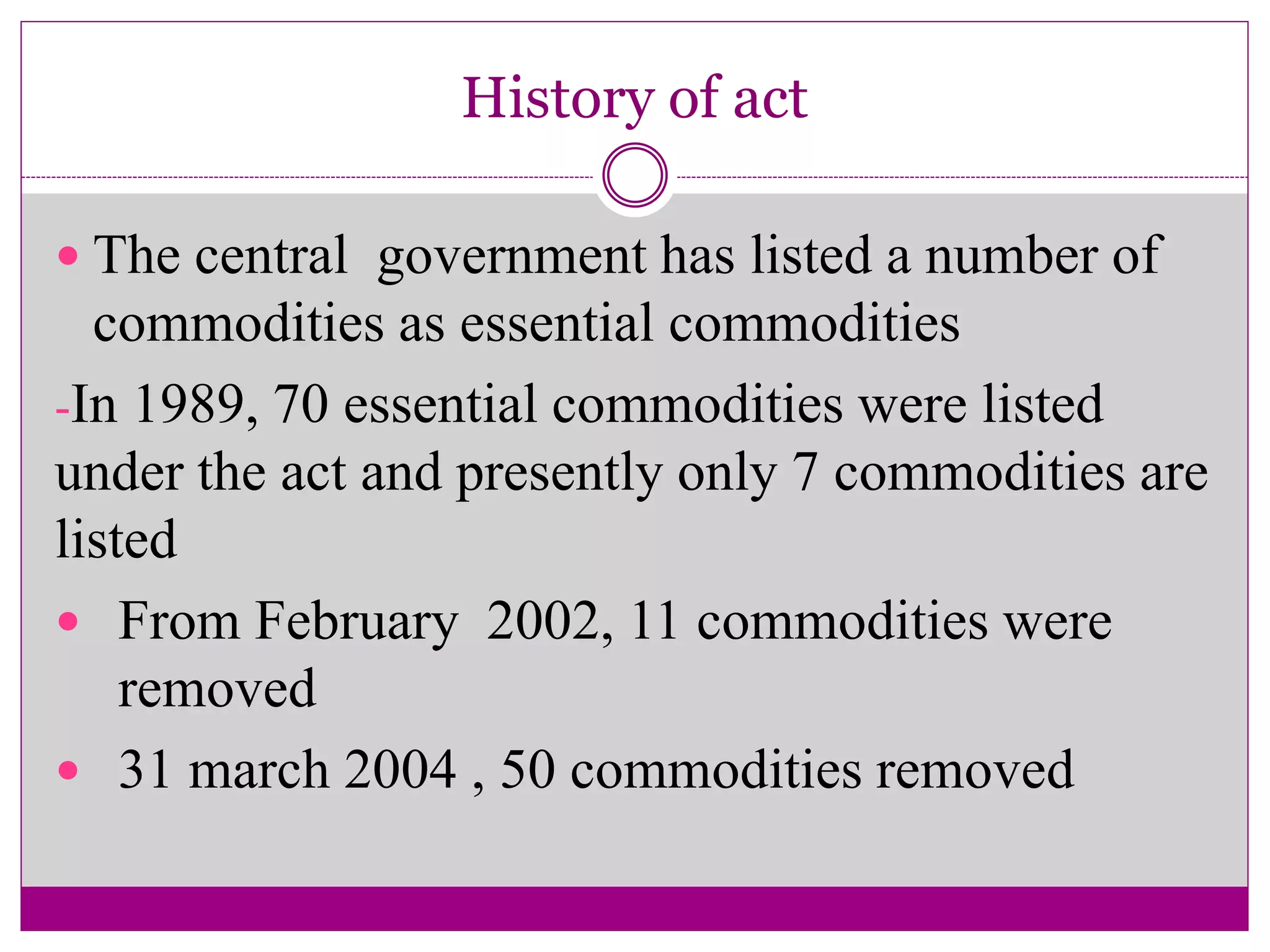 Essential commodity act ppt | PPTX