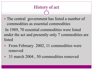Essential commodity act ppt | PPTX
