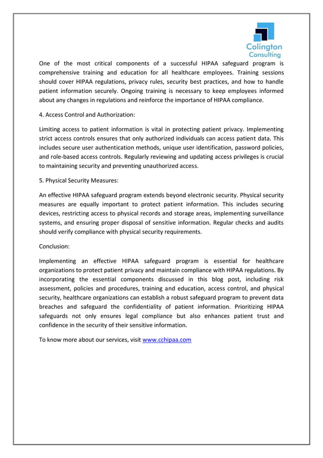 Essential Components of an Effective HIPAA Safeguard Program | PDF