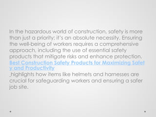 Essential Construction Safety US Standard Products for Every Job Site | PPT