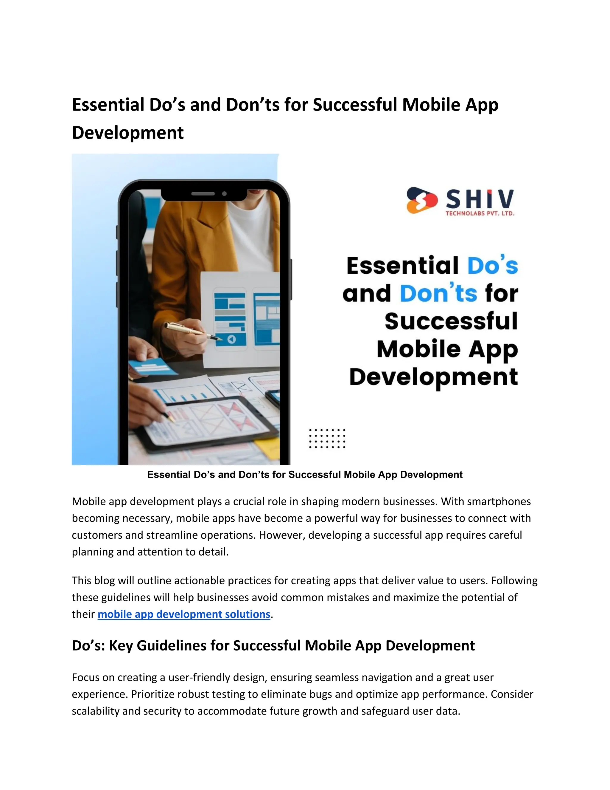 Key Guidelines for a Successful Mobile App Development Journey | PDF