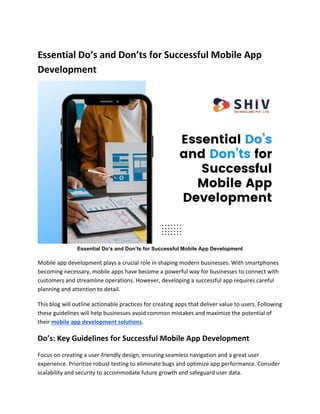 Key Guidelines for a Successful Mobile App Development Journey | PDF