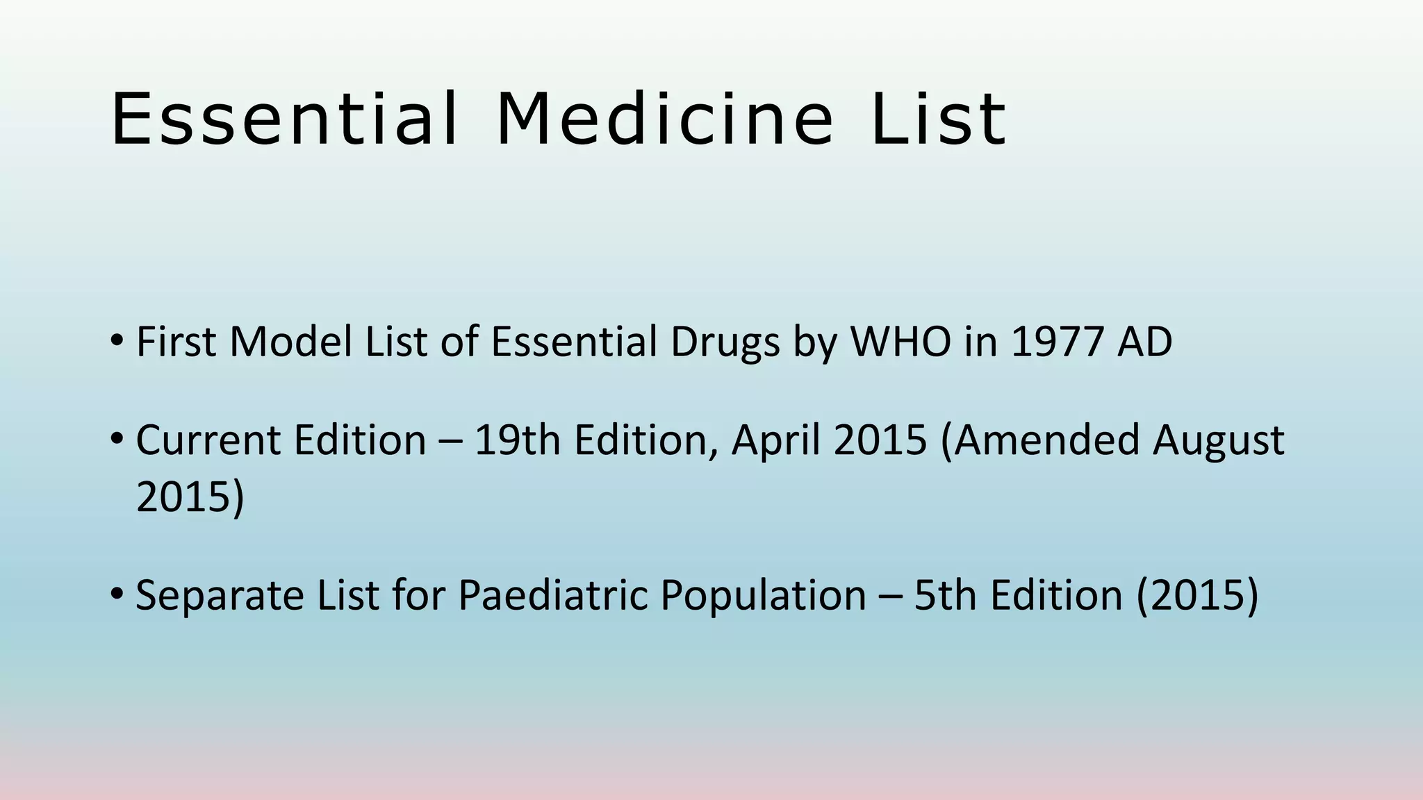 Essential drug concept and rational use of medicines | PPTX