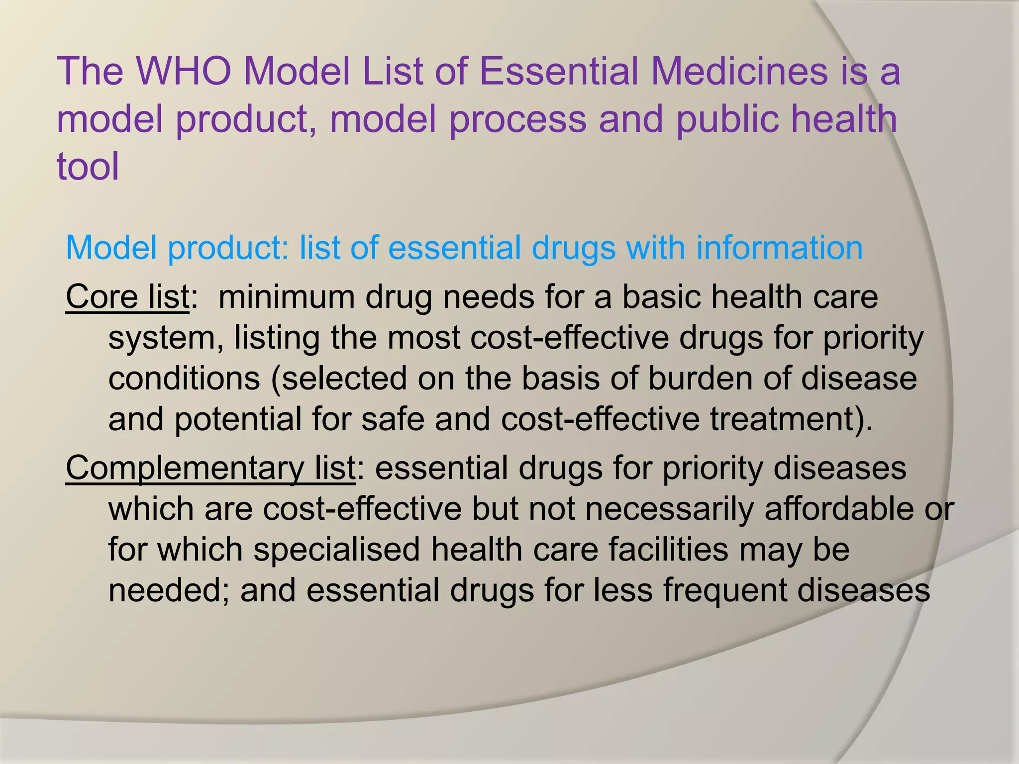 Essential drug list | PPTX