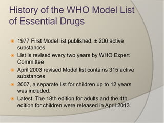 Essential drug list | PPTX
