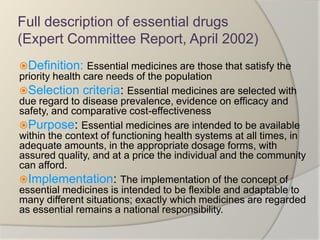 Essential drug list | PPTX