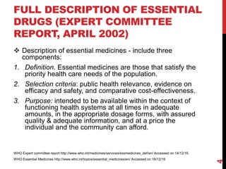 Essential drugs | PPTX