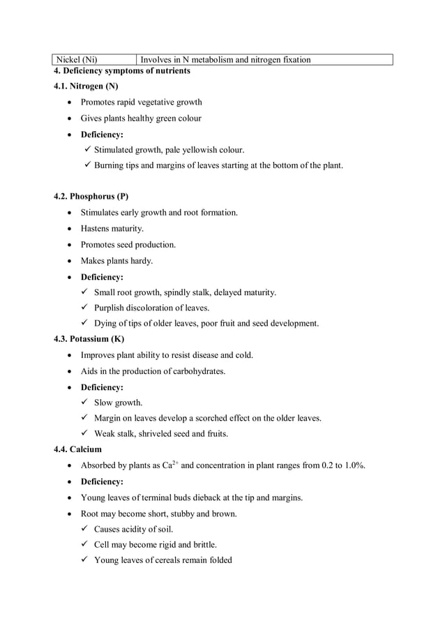 ESSENTIAL ELEMENTS/NUTRIENTS - FUNCTIONS AND DEFICIENCIES | PDF