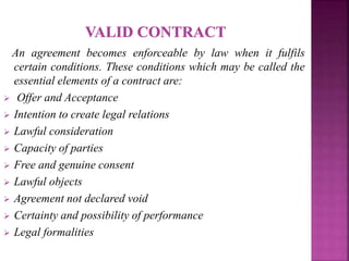 BUSINESS LAW (COM/CME 2655)Essential elements of a valid contract | PPT