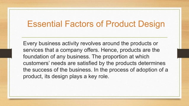 Essential Factors of Product Design - Avantika University | PPT