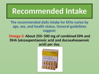 Essential Fatty Acids: Functions and Health Implications" | PPTX