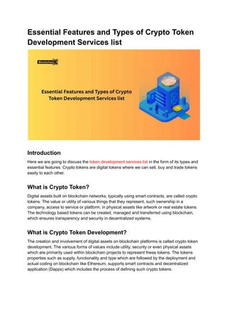 Essential Features and Types of Crypto Token Development Services list.pdf
