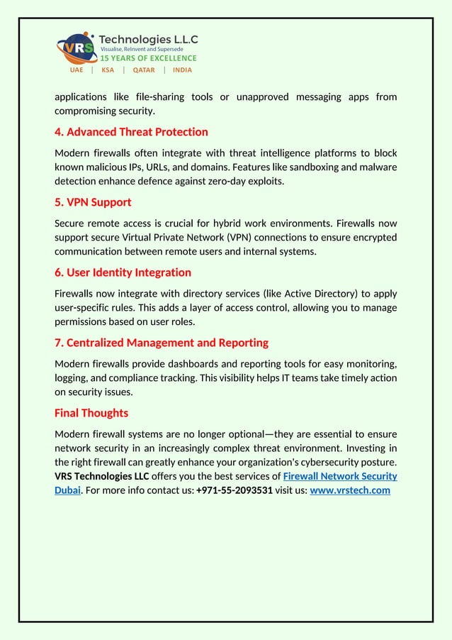 Essential Features of Modern Firewall Systems | PDF