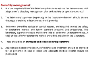 ESSENTIAL FEATURES REQUIRED FOR ESTABLISHING FOUR TYPES OF BIOSAFETY ...