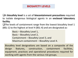 ESSENTIAL FEATURES REQUIRED FOR ESTABLISHING FOUR TYPES OF BIOSAFETY ...