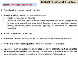 ESSENTIAL FEATURES REQUIRED FOR ESTABLISHING FOUR TYPES OF BIOSAFETY ...