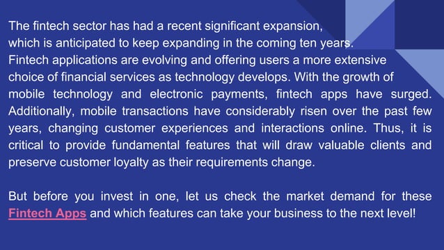 Essential Features to Include in Fintech App Development for 2023 | PPT