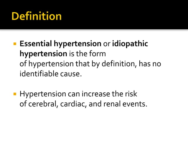 Essential hypertension management and treatment | PPT