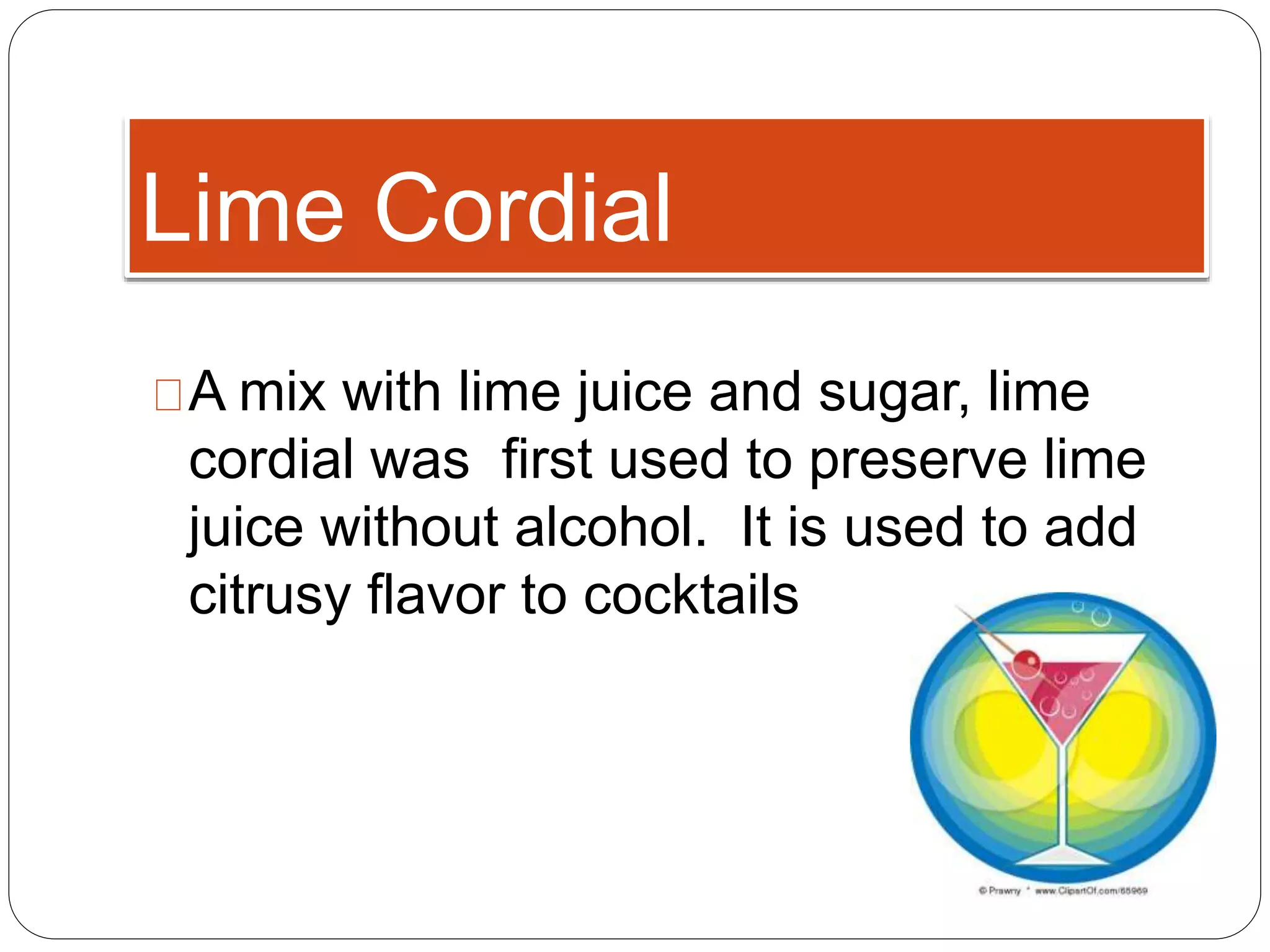 Essential ingredients for cocktail mixing | PPTX